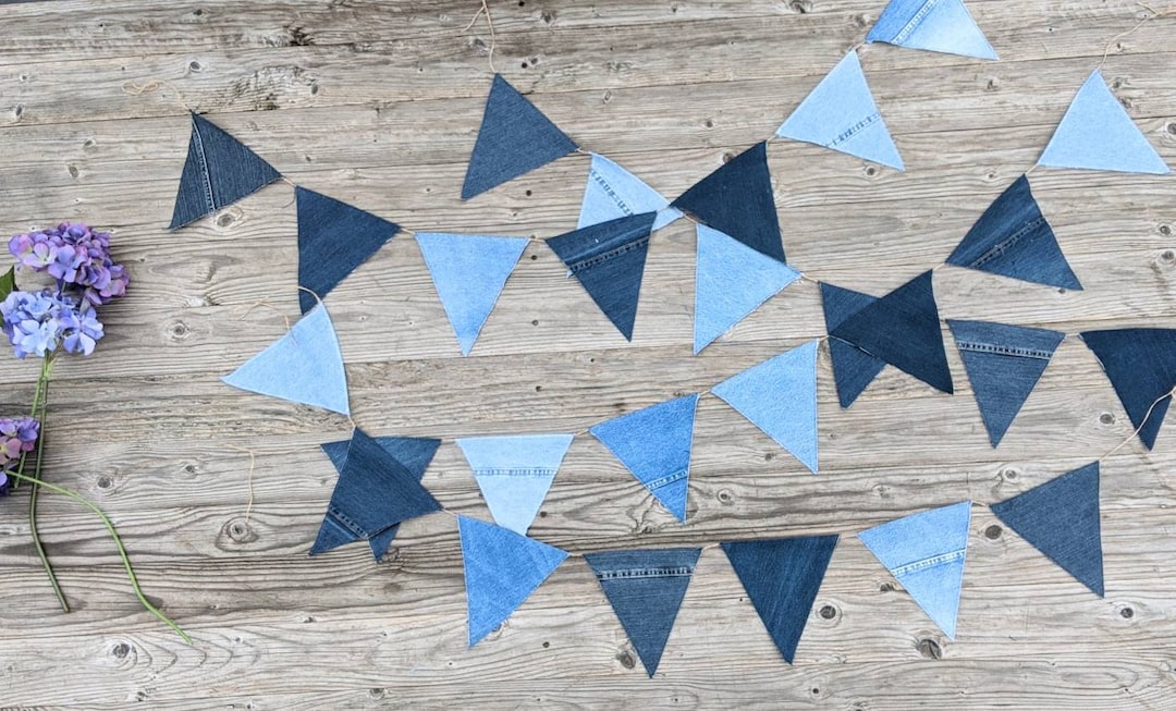 Denim Bunting, Denim Banner, Denim Pennant, Garland, Repurposed Denim ...