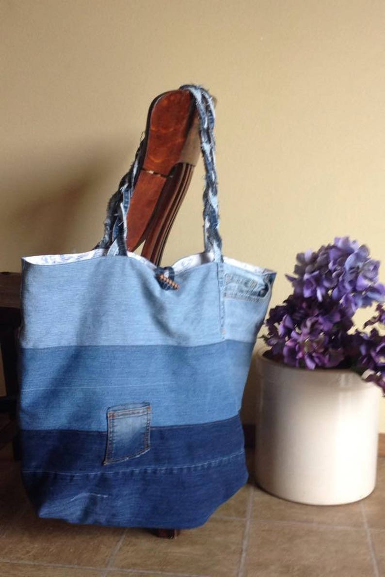 Repurposed Jean Bag Upcycled Denim Bag Market Tote Jean | Etsy