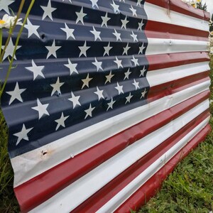 Rustic Metal Flag, 27" X 48", Salvaged Barn Metal, US Flag, Distressed ...