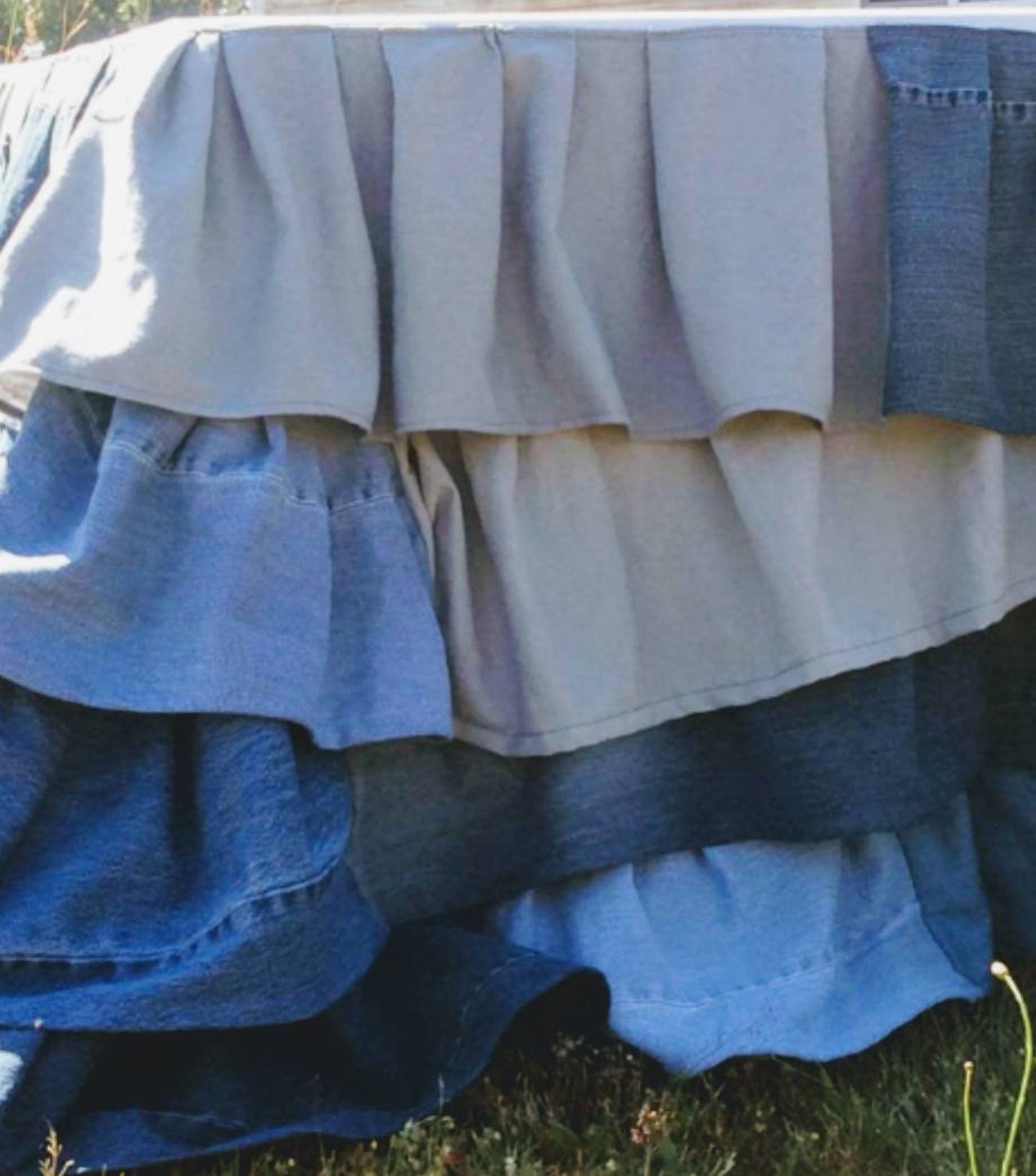 Denim Tablecloth Ruffled Denim Tablecloth Denim Wedding | Etsy