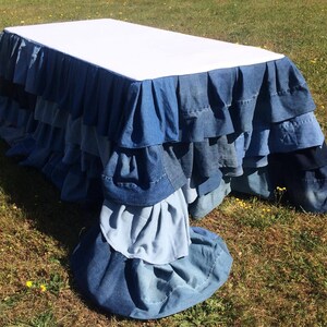 Denim Tablecloth, Ruffled Denim Tablecloth, Denim Wedding Tablecloth ...
