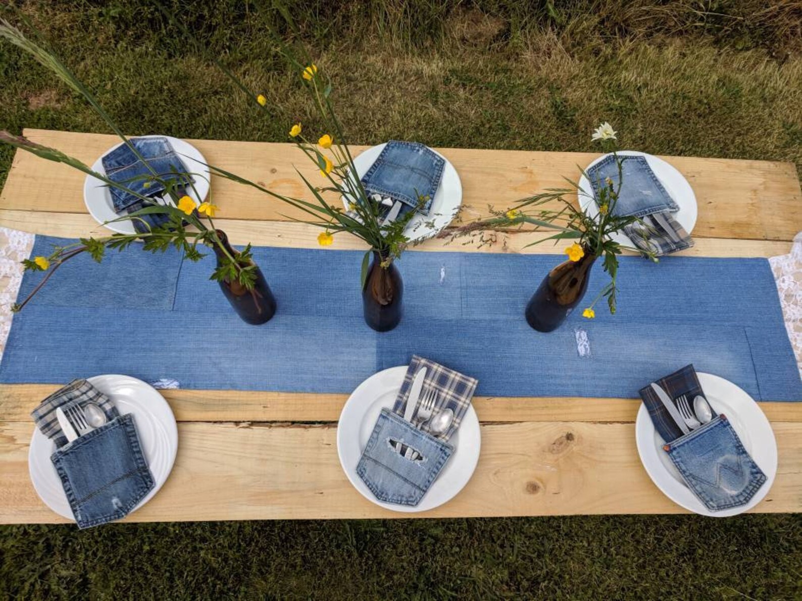Denim Pockets Distressed Denim Silverware Holder Jean Pocket - Etsy