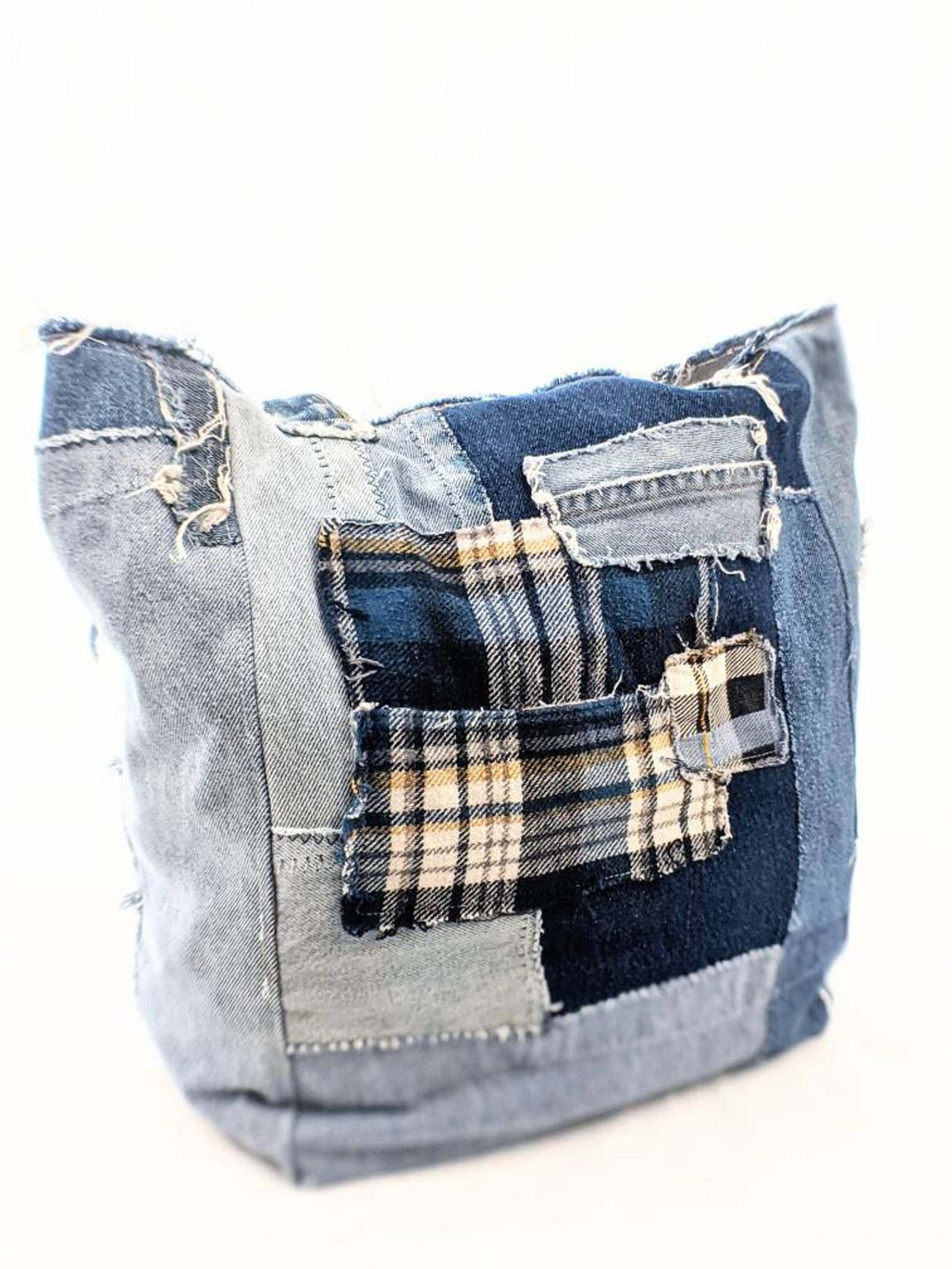 Denim Handbag Denim Tote Bag Distressed & Recycled Jean Bag - Etsy