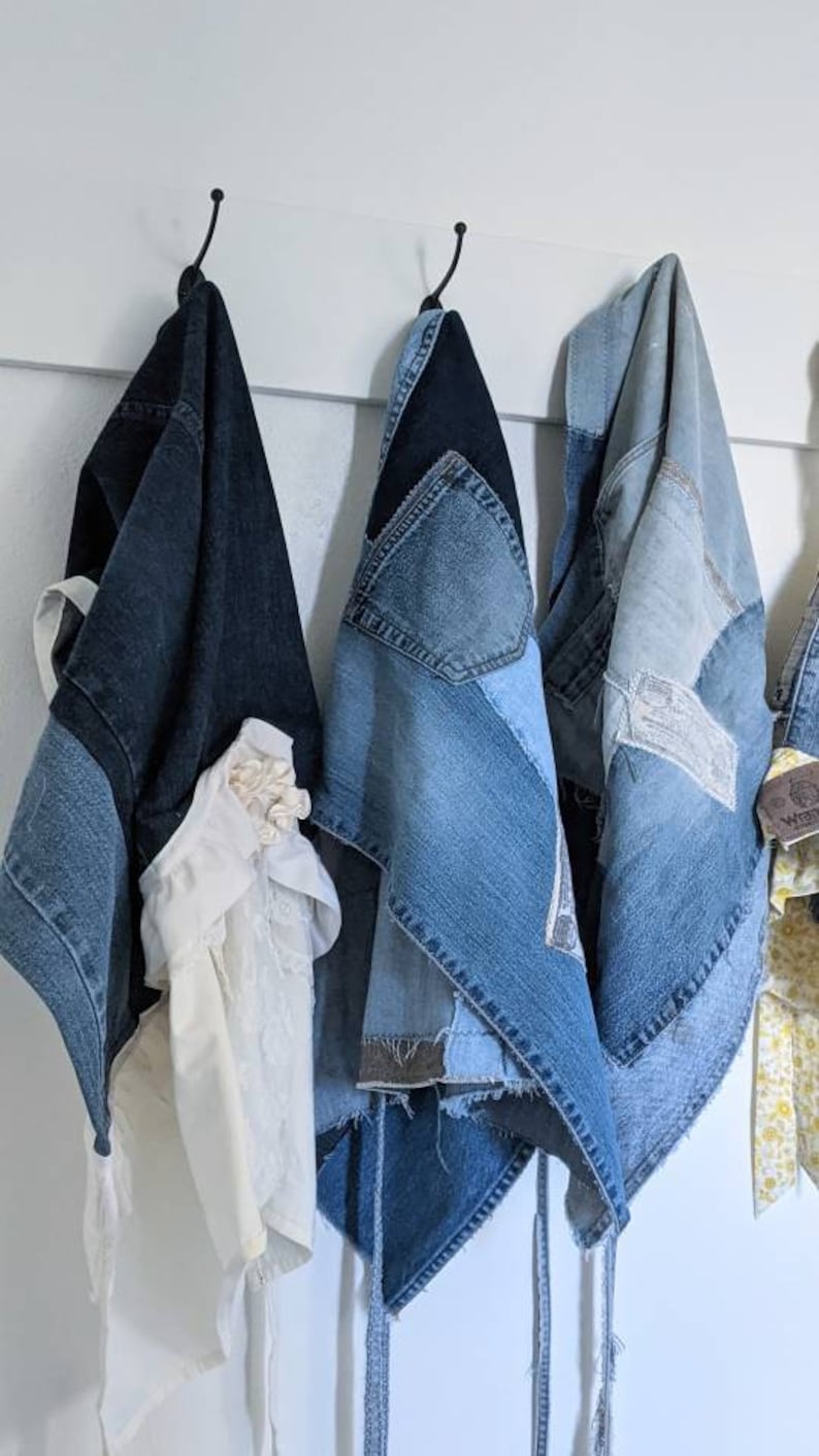 Repurposed Denim Apron Denim Apron Half Apron Upcycled - Etsy