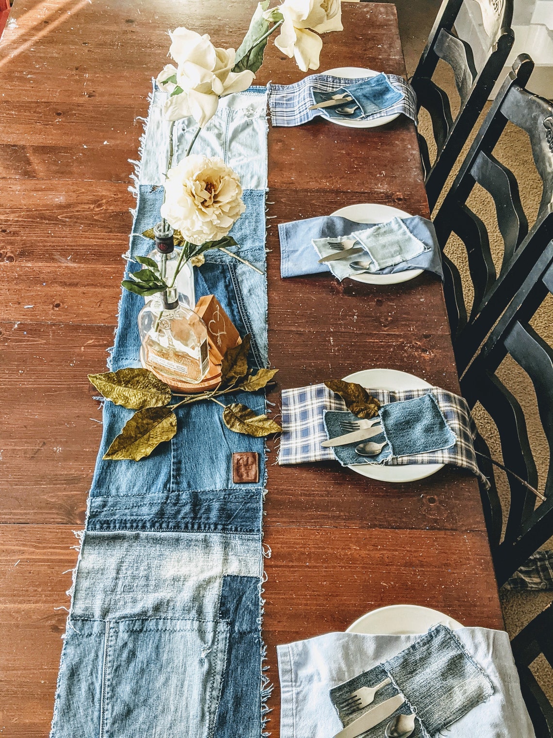 Distressed Denim Table Runner, Jean Wedding Decor, Country Wedding ...