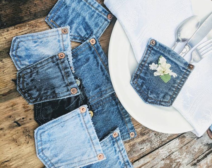 Baby Shower Decor, Denim Baby Shower Pockets, Tiny Pockets, Small Jean ...