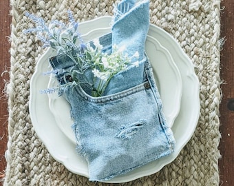Denim Pockets, Distressed Denim Silverware Holder, Jean Pocket Utensil ...