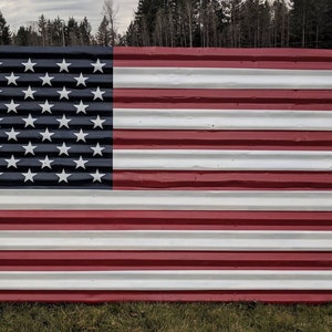 8 Ft. Huge Rustic American Flags, Barn Metal Flags, 250th Birthday ...