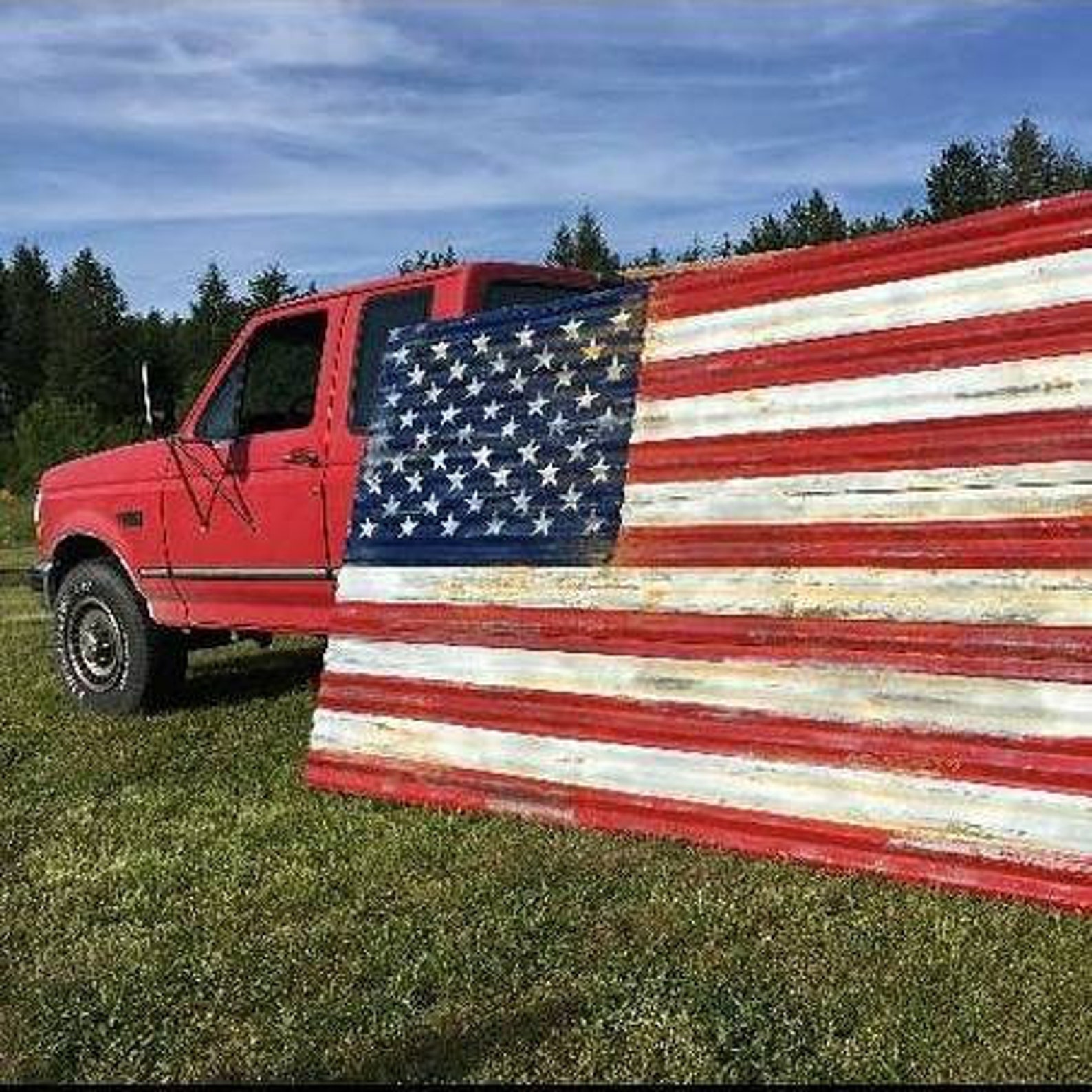 Huge Rustic American Flags, 10 Ft. Barn Metal Flags, Rustic Flag ...