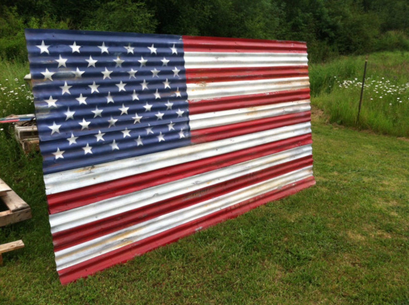 Huge Rustic American Flags, 10 Ft. Barn Metal Flags, Rustic Flag ...