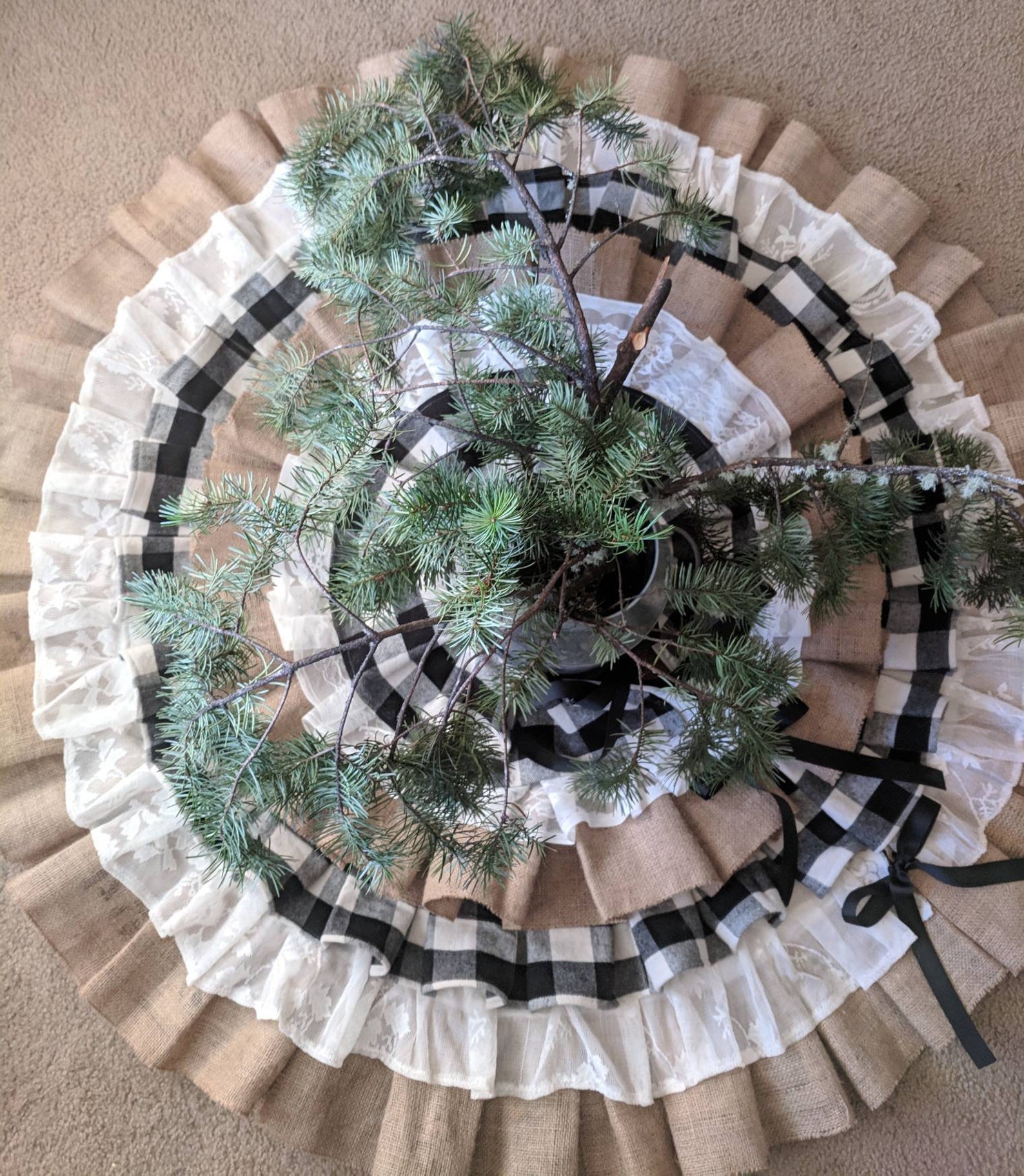 Buffalo Check Tree Skirt Buffalo Check Christmas Burlap and | Etsy