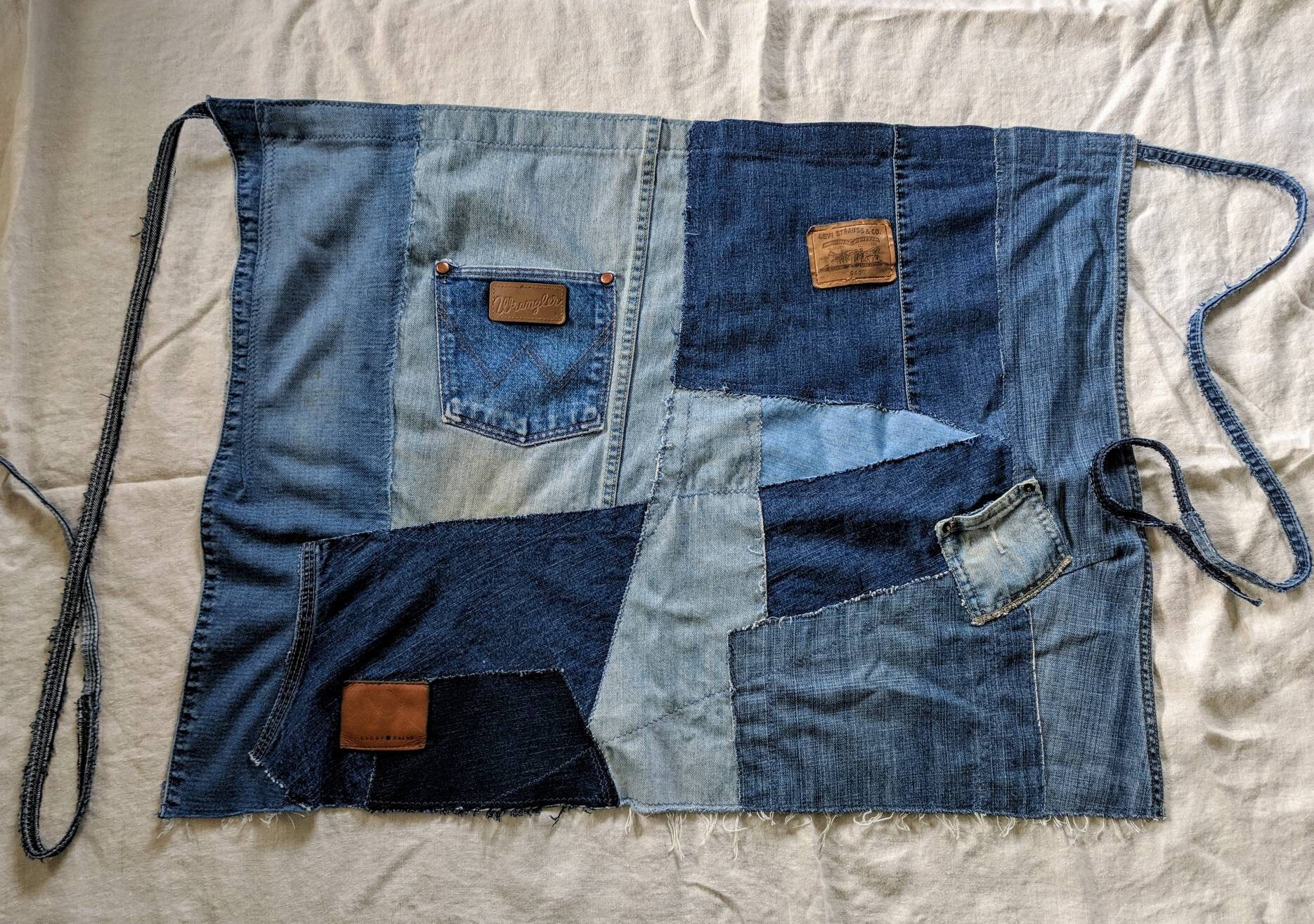 Repurposed Denim Apron Denim Apron Half Apron Upcycled | Etsy