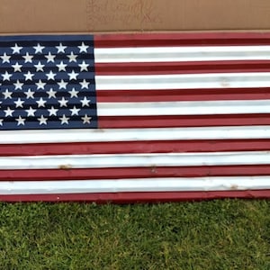 8 Ft. Huge Rustic American Flags, Barn Metal Flags, 250th Birthday ...
