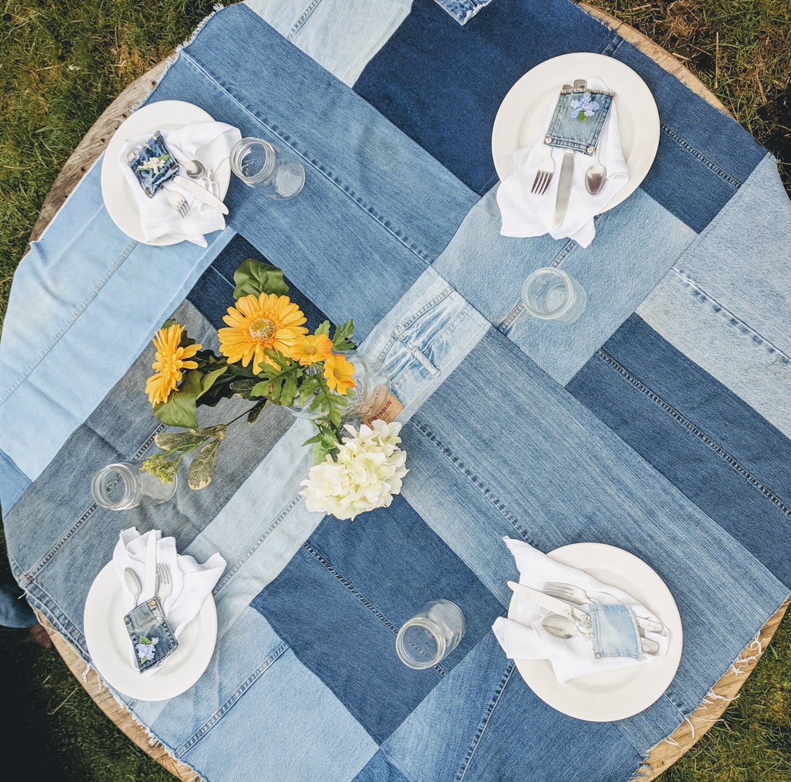 Denim Tablecloth Denim Tablescapes Denim Wedding Tablecloth | Etsy