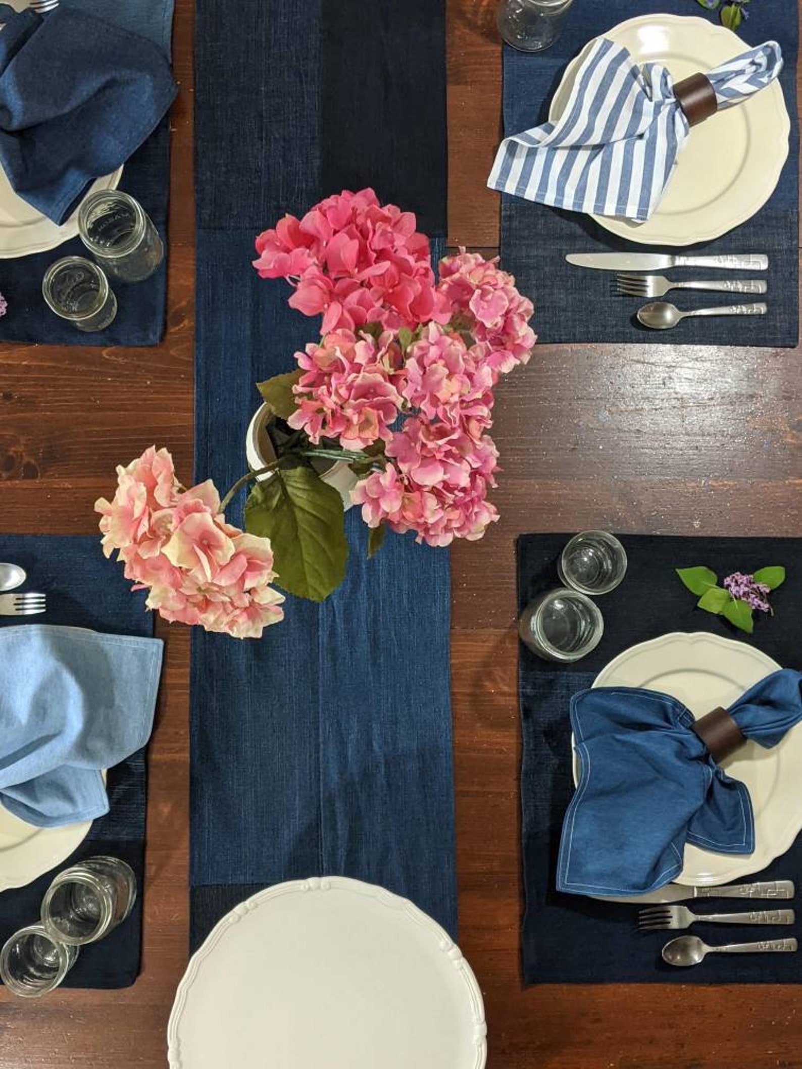 Denim Table Runner, Jean Wedding Decor, Repurposed Jeans, Denim Runner ...