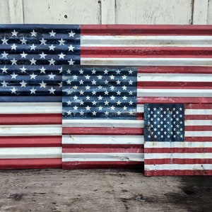 Corrugated Metal Flag, Rustic American Flag, Barn Metal, Rustic Decor ...