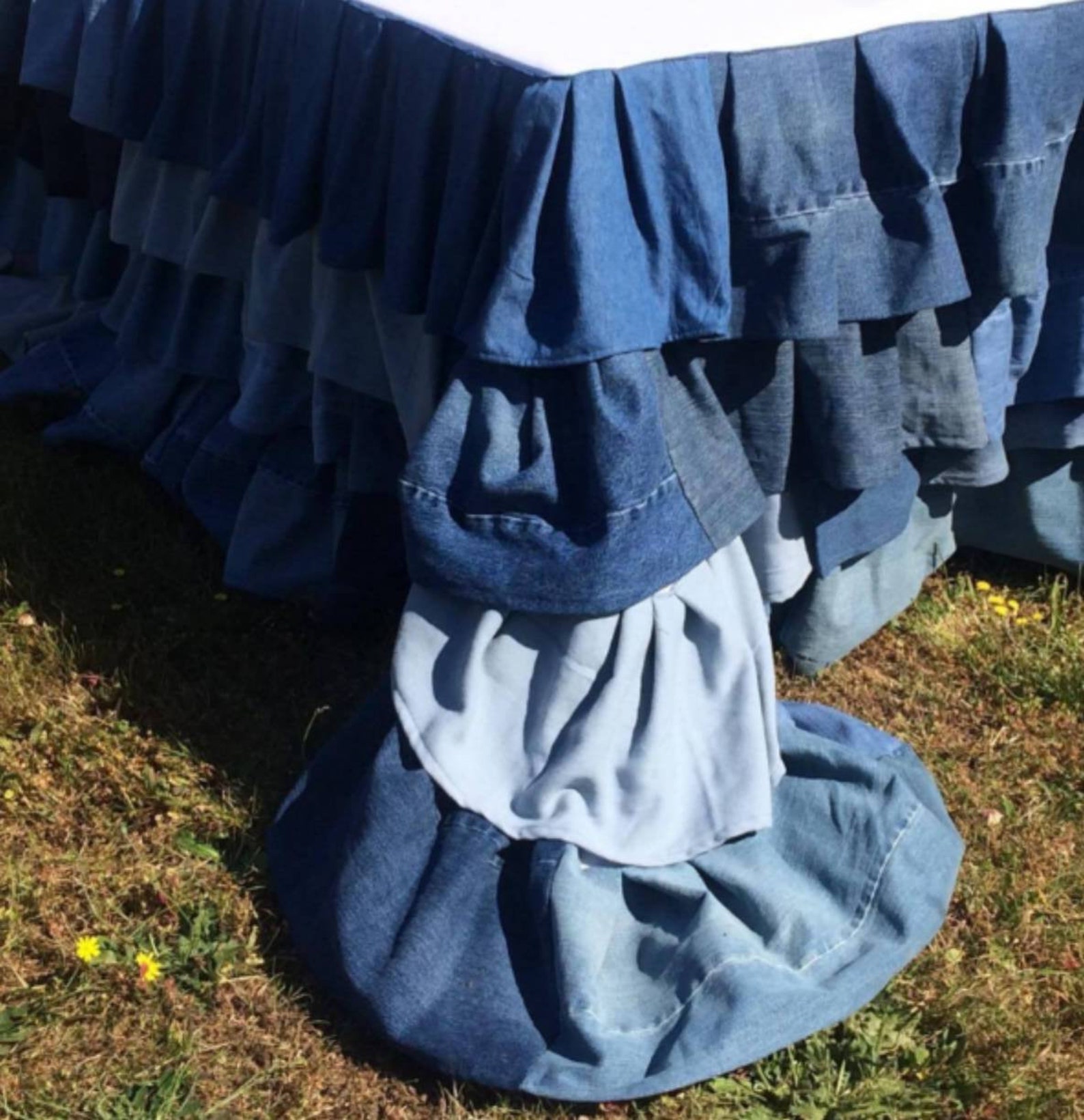 Denim Tablecloth Ruffled Denim Tablecloth Denim Wedding | Etsy