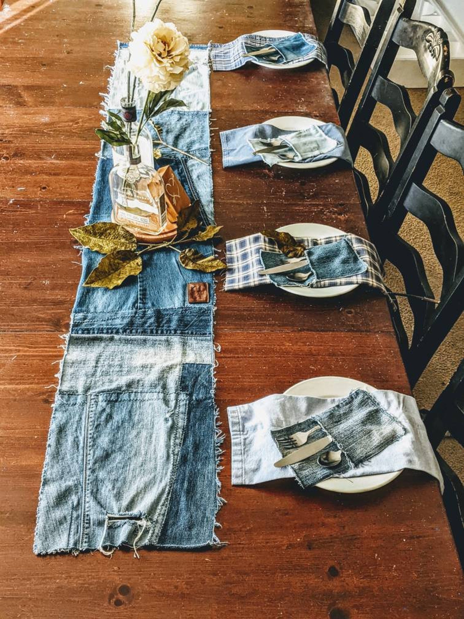 Denim Silverware Pocket Distressed Jean Pocket Silverware - Etsy