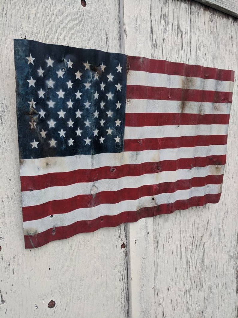 Corrugated Metal Flag Rustic American Flag Barn Metal - Etsy