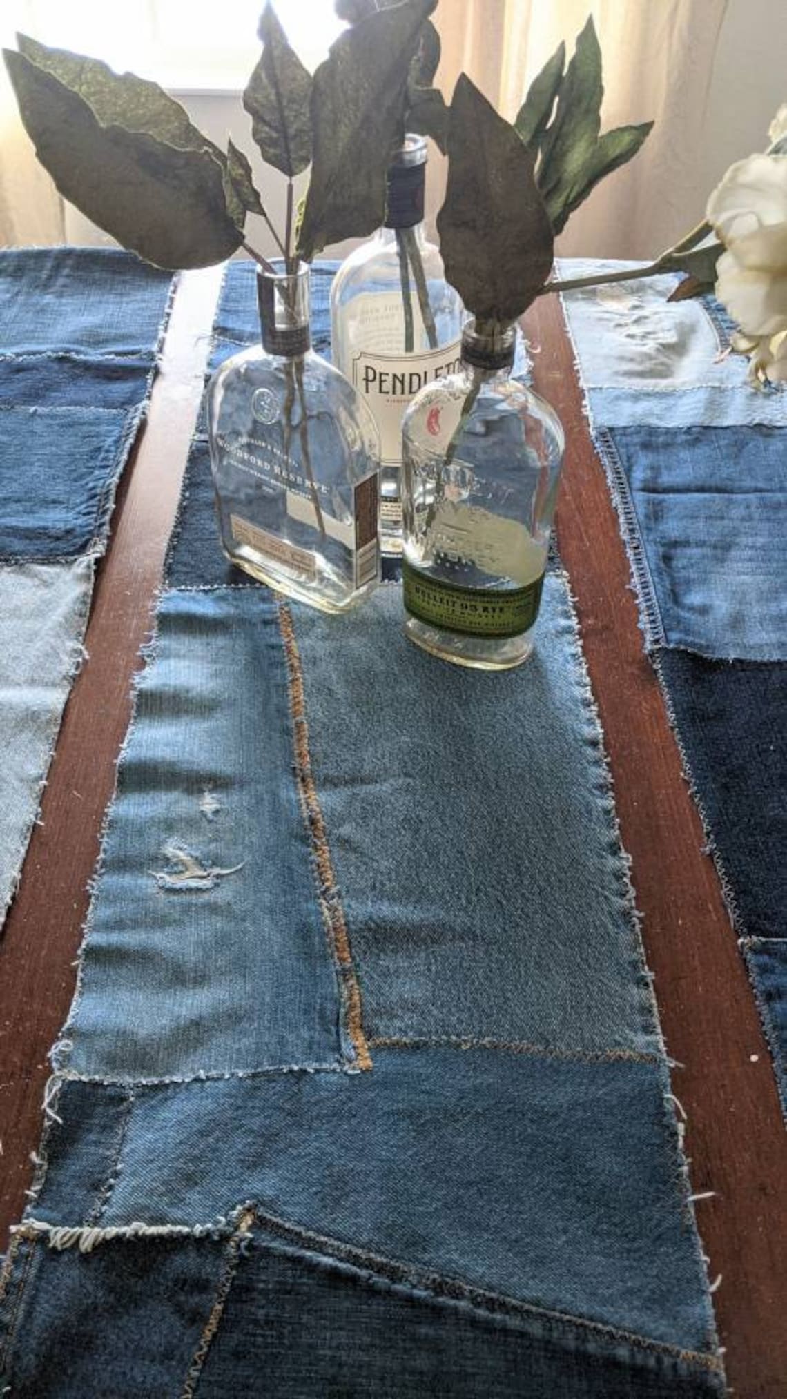 Distressed Denim Table Runner Jean Wedding Decor Country - Etsy