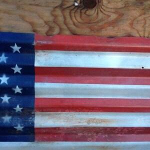 Rustic Metal Flag, 27" X 48", Salvaged Barn Metal, US Flag, Distressed ...