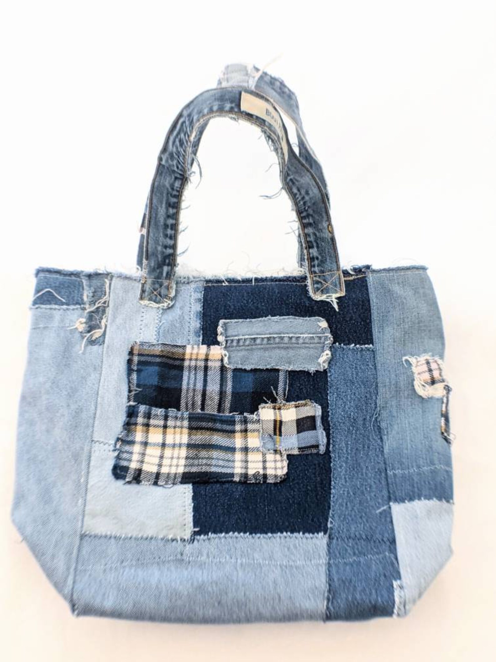 Denim Handbag Denim Tote Bag Distressed & Recycled Jean Bag - Etsy