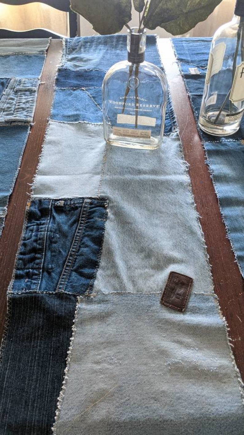 Distressed Denim Table Runner, Jean Wedding Decor, Country Wedding ...