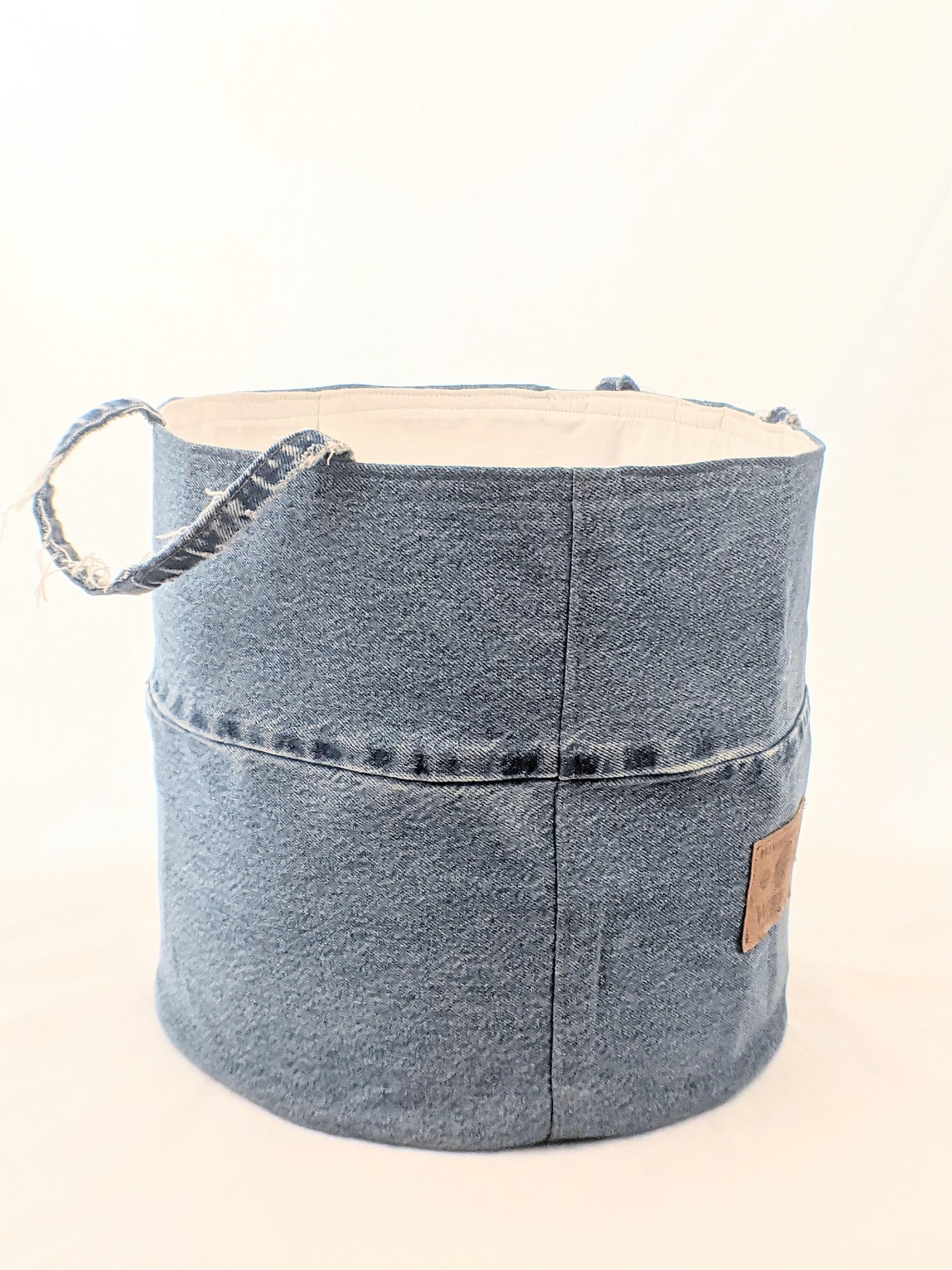 Denim Basket Upcycled Jean Basket Denim Tote Jean Tote | Etsy