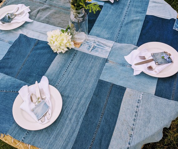 Denim Tablecloth Denim Tablescapes Denim Wedding Tablecloth - Etsy