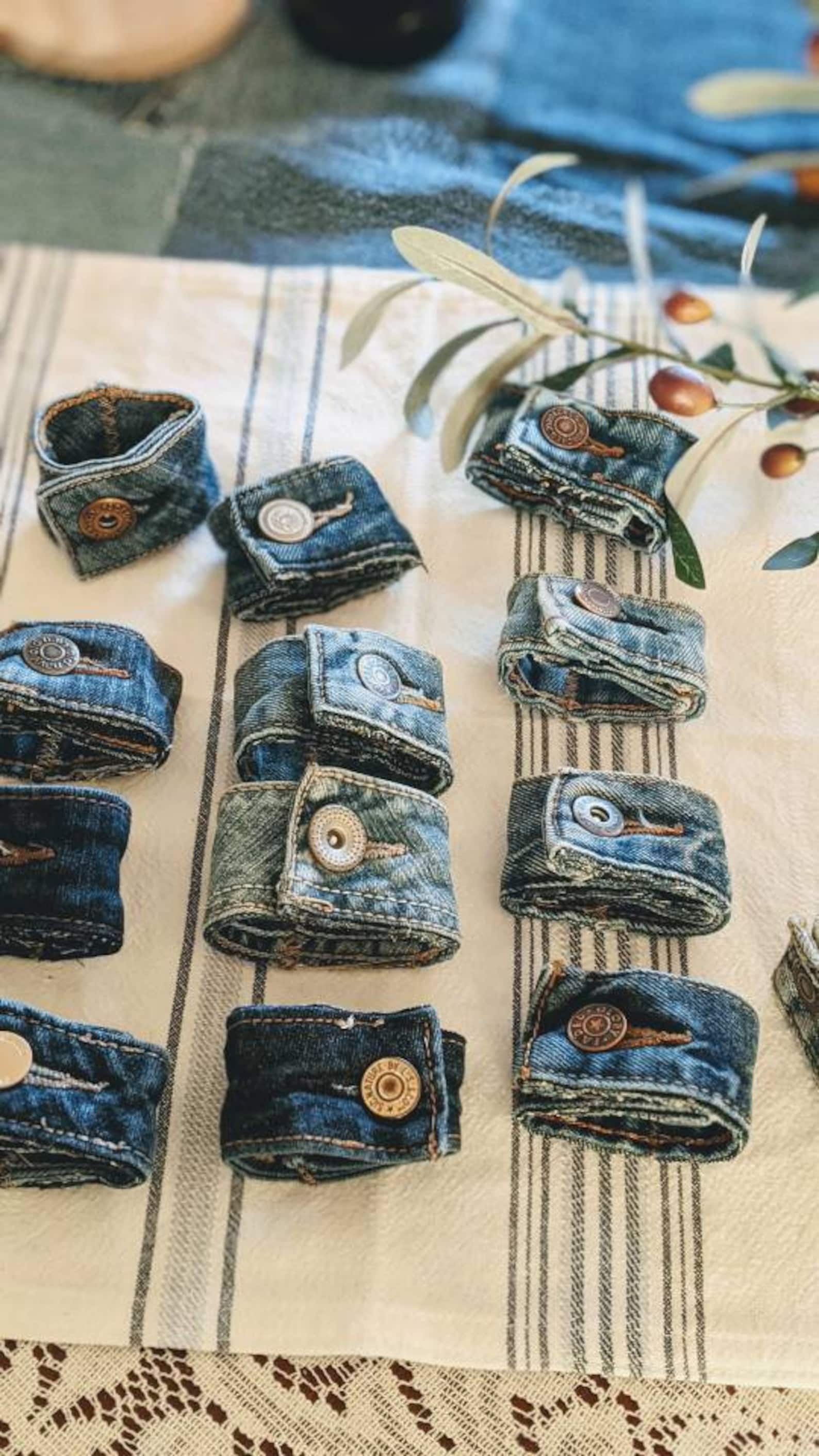 Denim Napkin Rings Denim Tablescapes Handmade Napkin Rings | Etsy