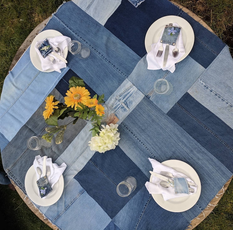 Denim Tablecloth Denim Tablescapes Denim Wedding Tablecloth | Etsy