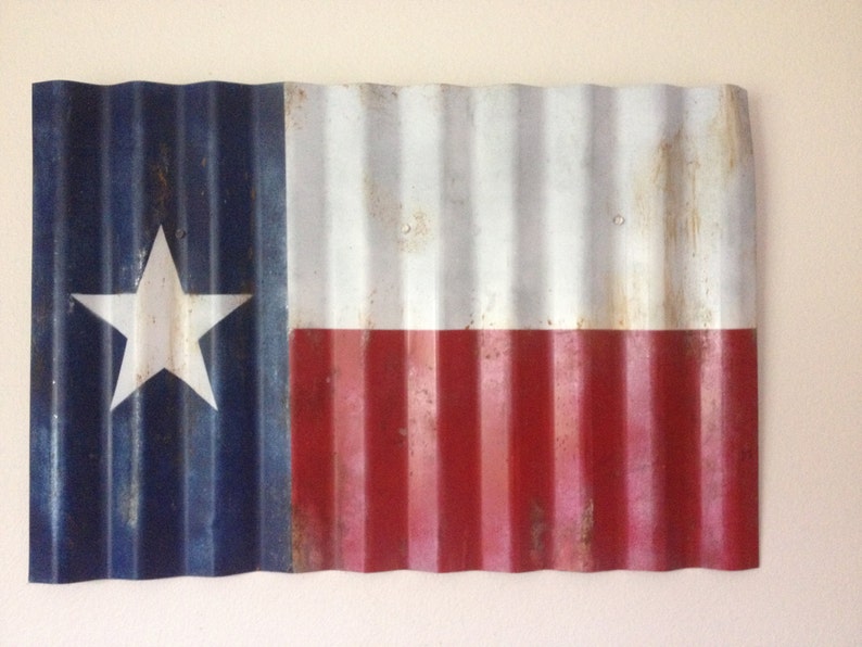 Rustic Lone Star Flag - Texas Flag - Corrugated Metal Flag - Texas Lone ...