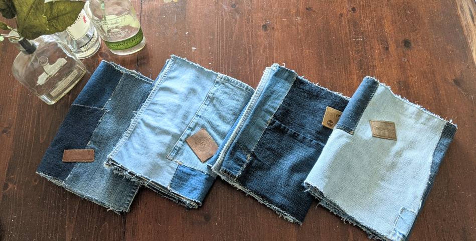 Distressed Denim Table Runner Jean Wedding Decor Country | Etsy