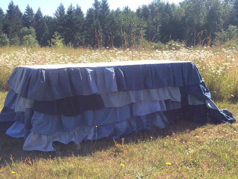 Denim Tablecloth Ruffled Denim Tablecloth Denim Wedding | Etsy