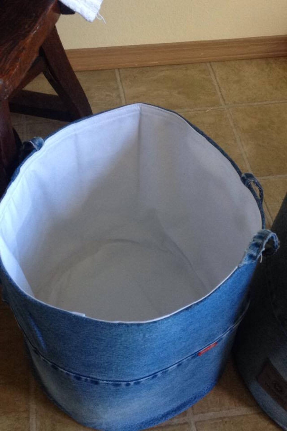 Denim Basket Upcycled Jean Basket Denim Tote Jean Tote | Etsy