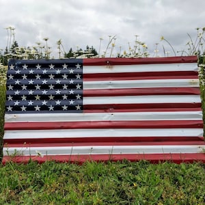 Rustic Metal Flag, 27 X 48, Salvaged Barn Metal, US Flag, Distressed ...