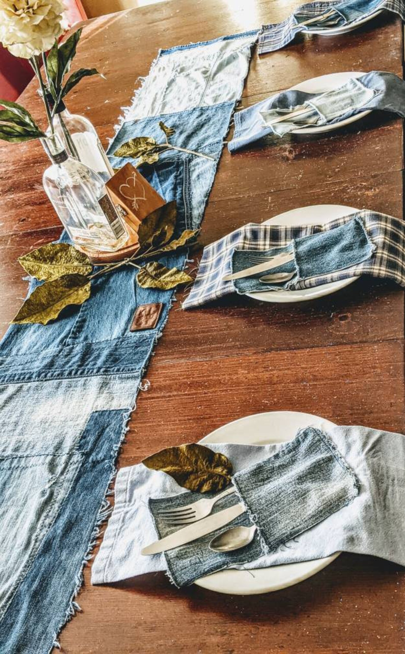 Distressed Denim Table Runner Jean Wedding Decor Country - Etsy
