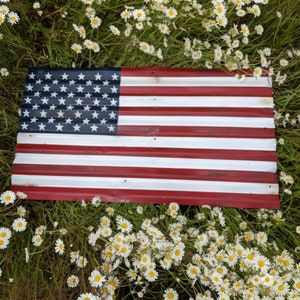 Rustic Metal Flag, 27" X 48", Salvaged Barn Metal, US Flag, Distressed ...