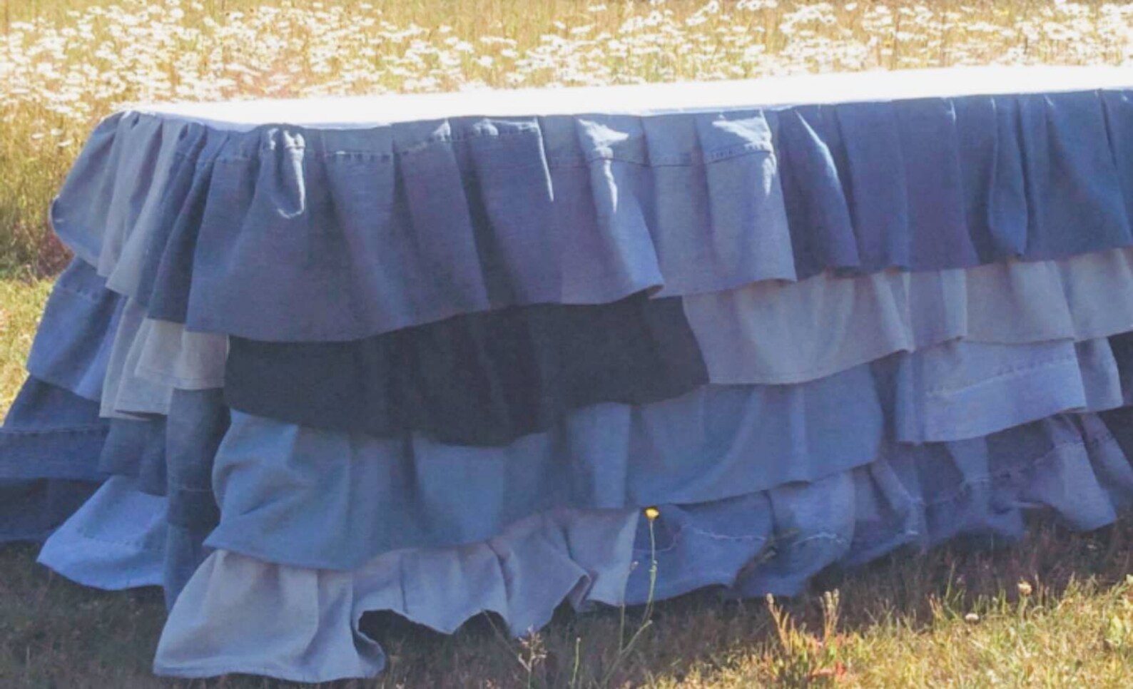 Denim Tablecloth Ruffled Denim Tablecloth Denim Wedding | Etsy