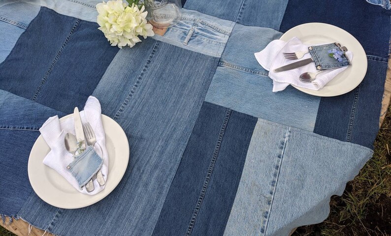 Denim Tablecloth Denim Tablescapes Denim Wedding Tablecloth - Etsy