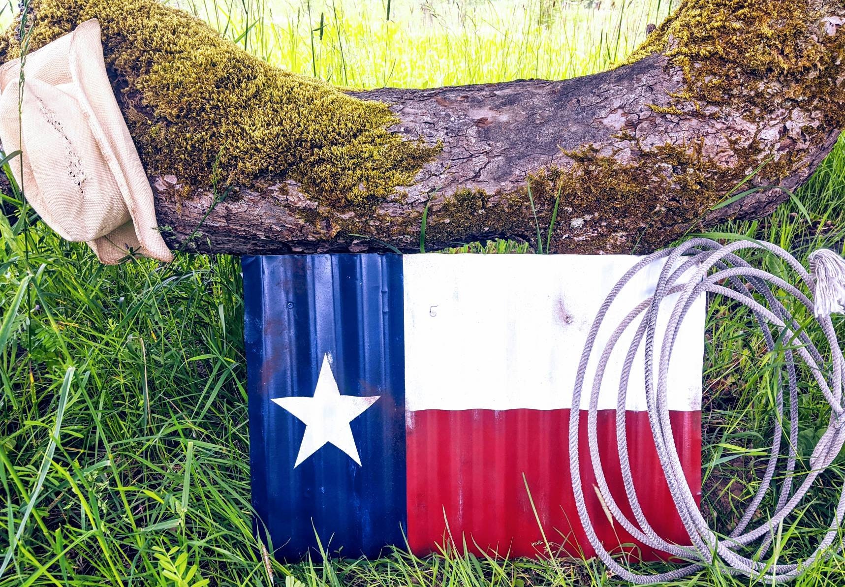 Rustic Lone Star Flag - Texas Flag - Corrugated Metal Flag - Texas Lone ...
