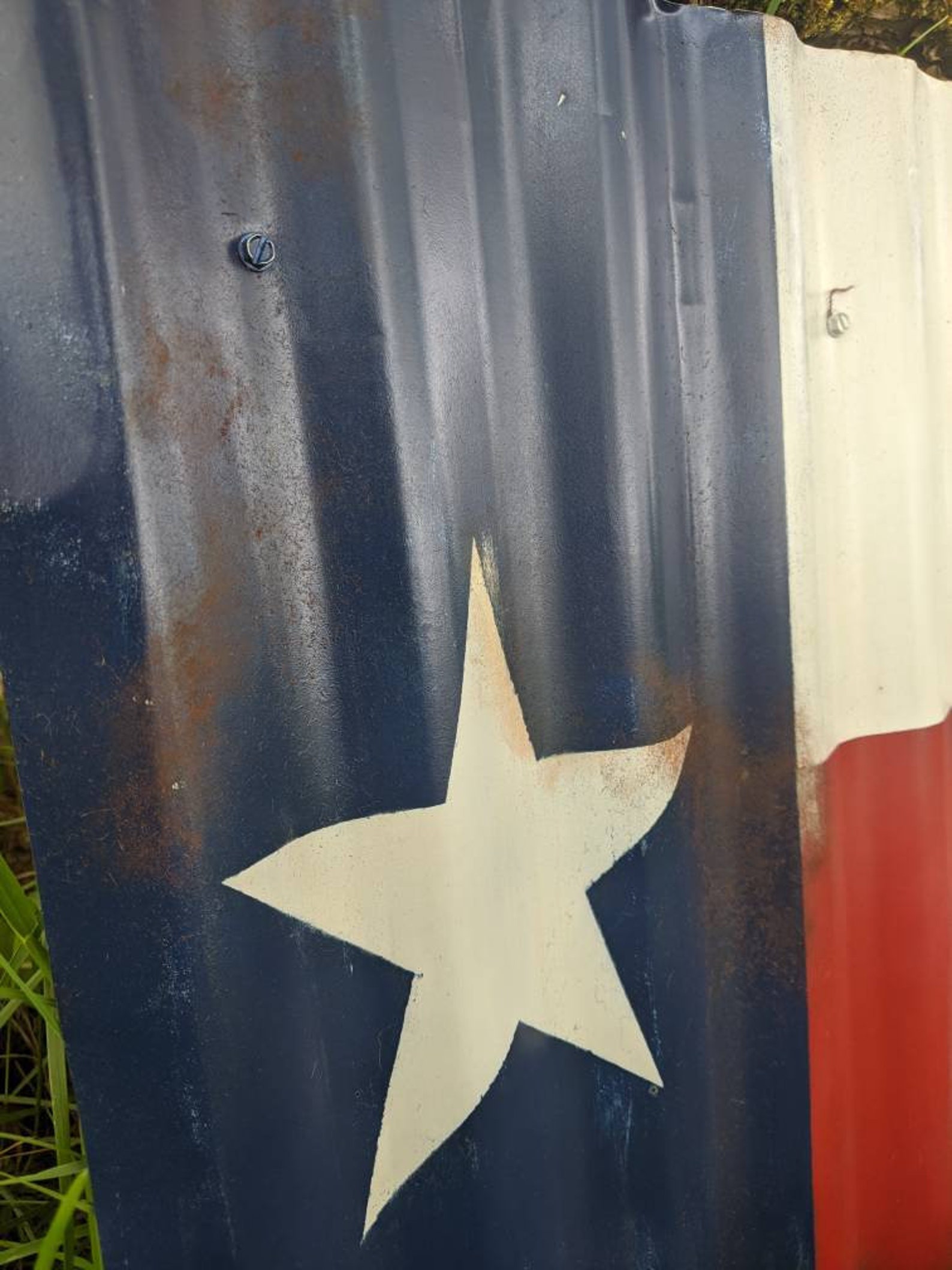 Rustic Lone Star Flag - Texas Flag - Corrugated Metal Flag - Texas Lone ...