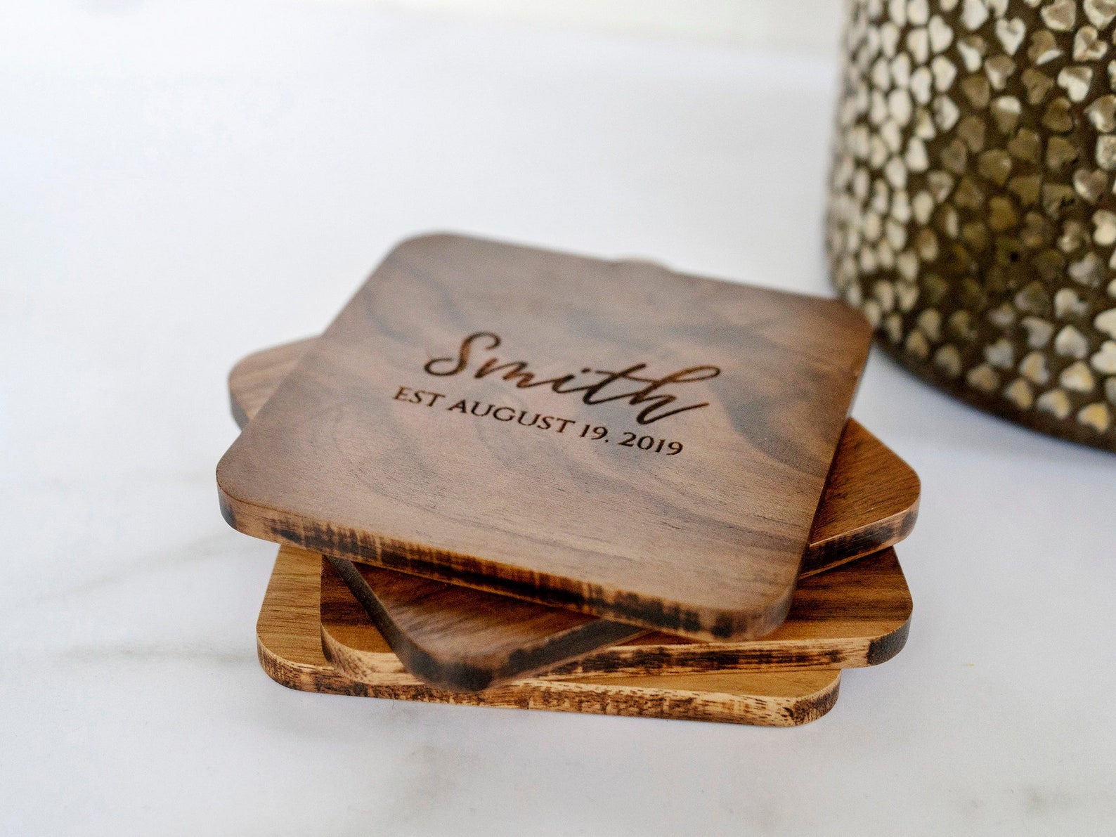 Personalized Engraved Coasters Custom Wedding Gift Wooden | Etsy