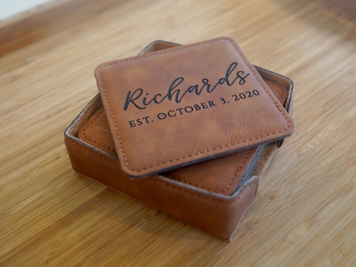 Personalized Engraved Coasters Custom Wedding Gift Wooden - Etsy