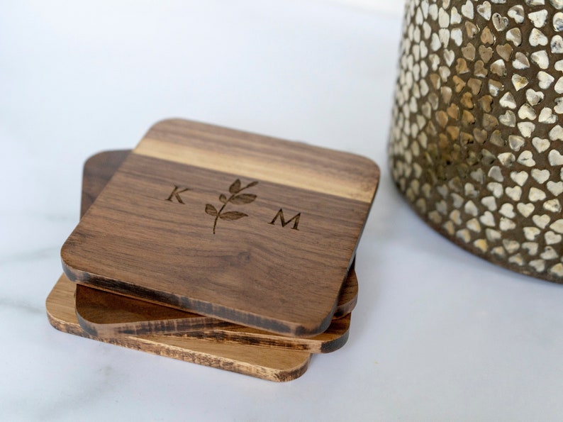 Personalized Engraved Coasters Custom Wedding Gift Wooden - Etsy