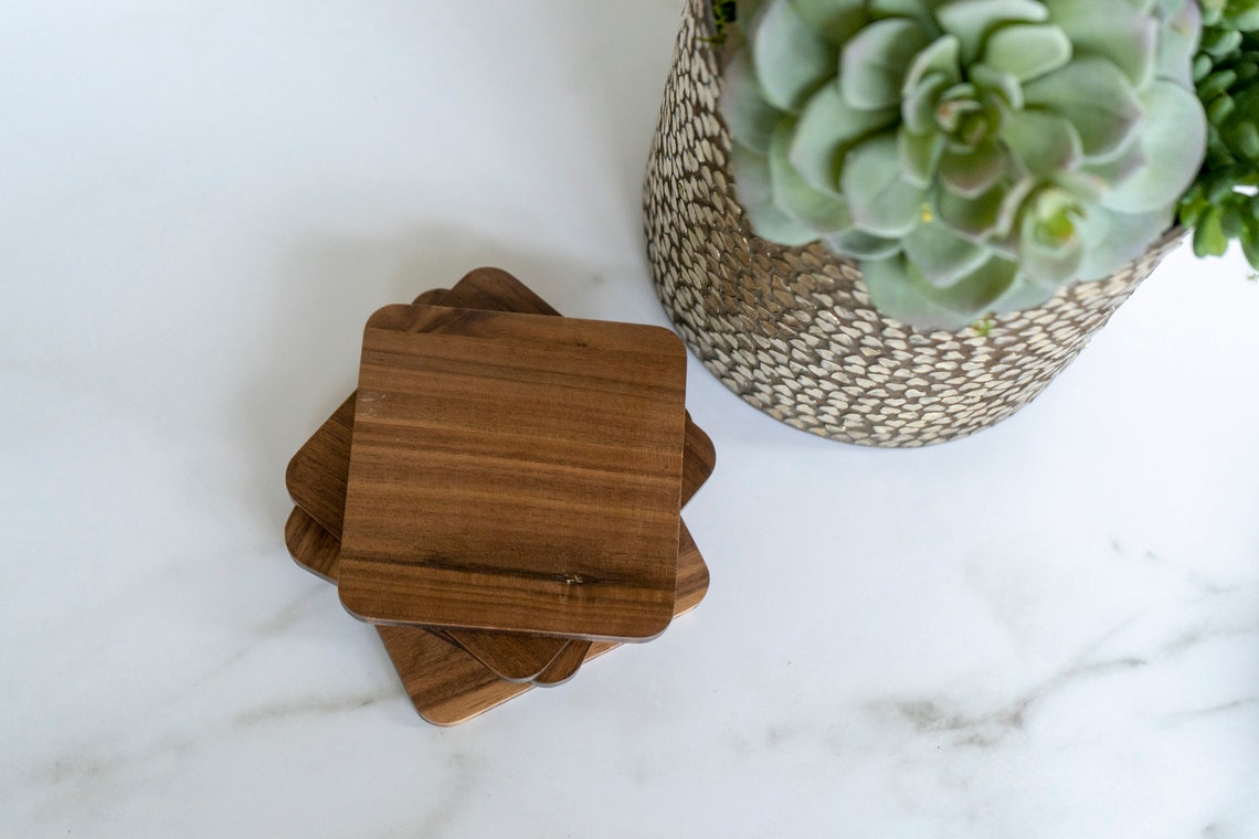 Corporate Holiday Gift With Logo Bulk Wooden Coasters Engraved With ...