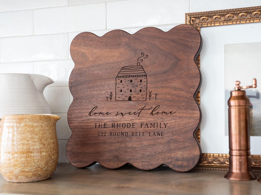 Home Sweet Home Cutting Board With Scallops | Personalized Housewarming ...