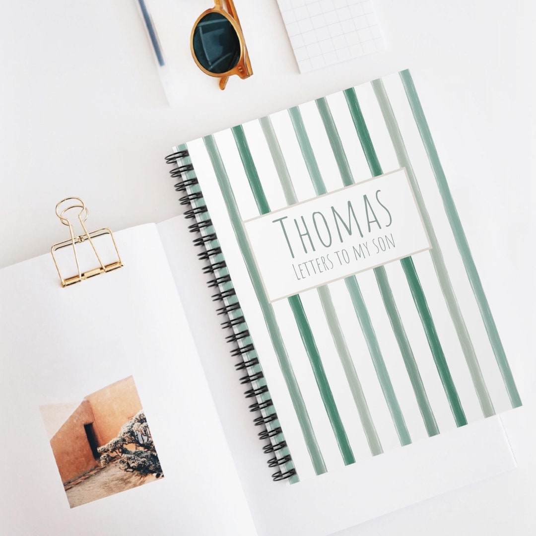 Personalized Letters to My Son Journal Green Stripes Journal Notebook ...