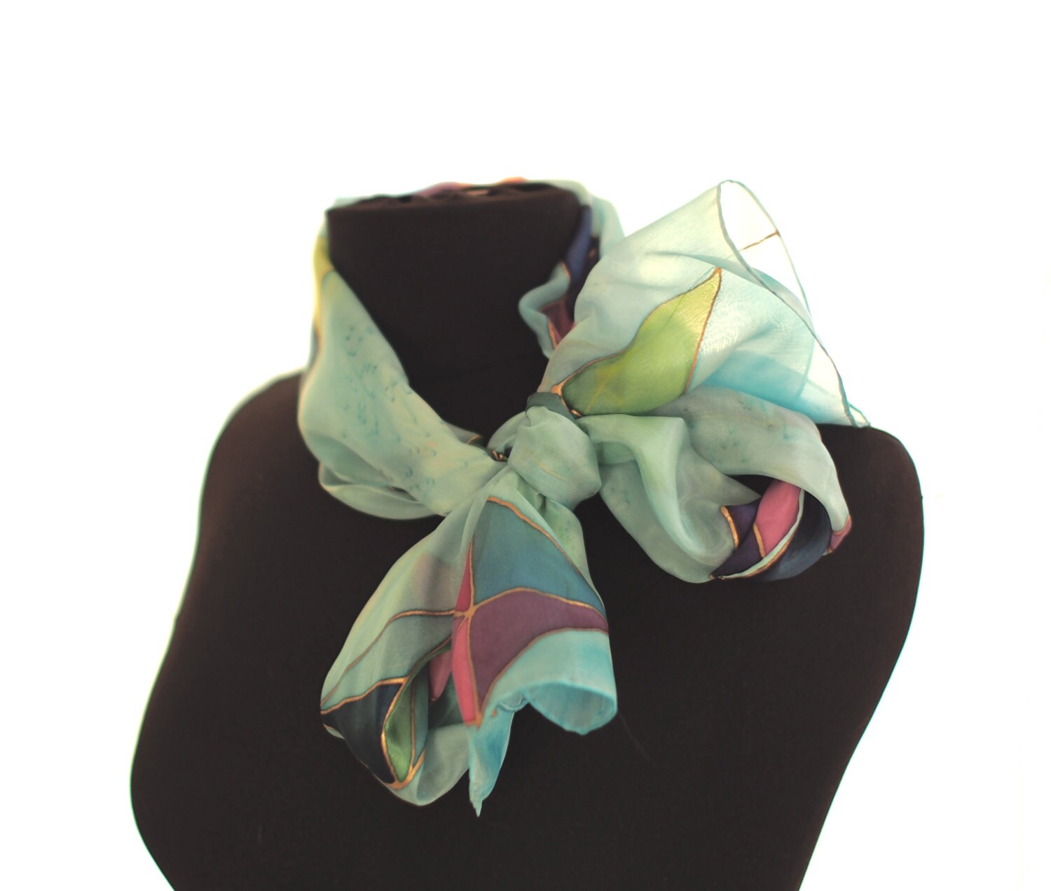 Geometric silk scarf Modern triangle hand painted scarf | Etsy