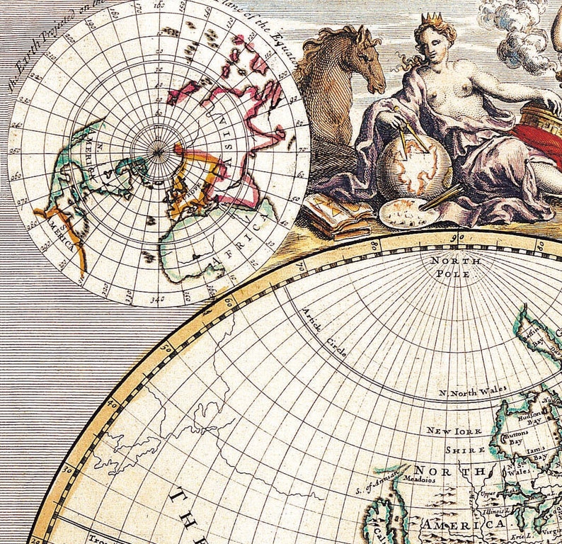 Ancient Double World Map Printable Wall Art Poster Digital | Etsy